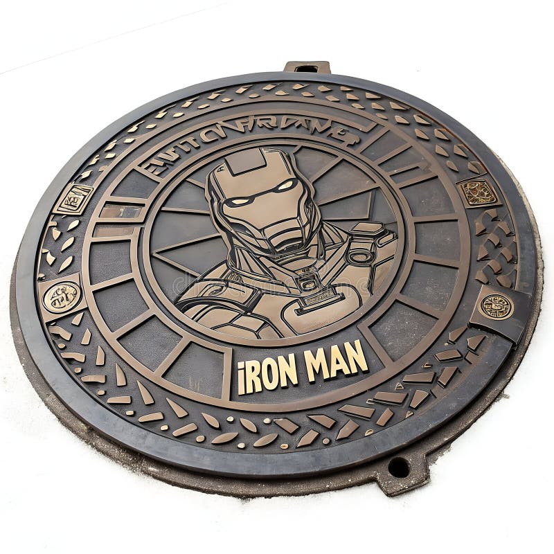 Urban Iron Manhole Cover Isolated on White Background Stock Photo ...