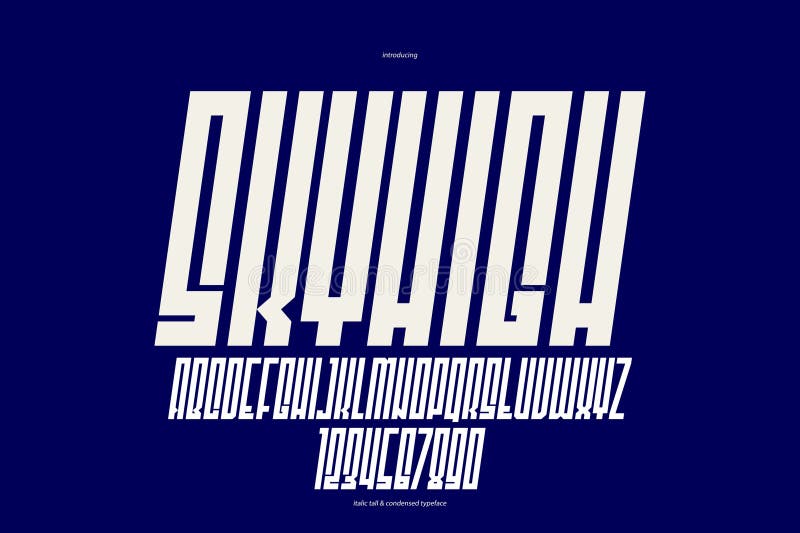 Urban Italic Condensed Geometric Font for Logos and Emblems, Tall ...