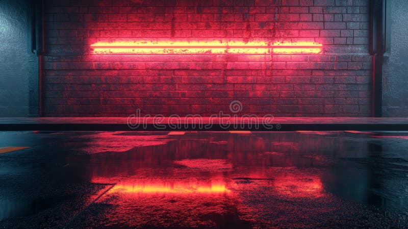 Urban Landscape Bathed in Neon Light Under a Dim Setting Stock ...