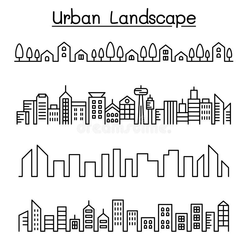 Urban Landscape, City Skyline Vector Illustration Graphic Design Stock ...