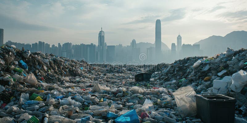 Urban Landscape Contrasted with Expansive Landfill and Pollution ...