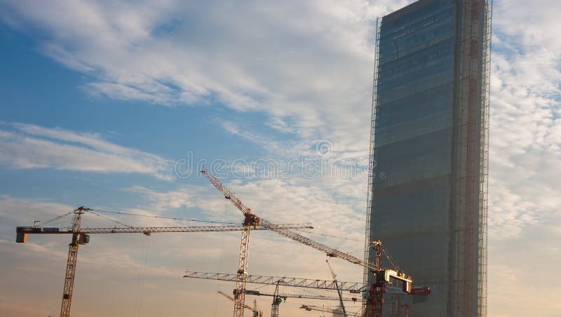 Urban landscape with crane stock image. Image of large - 48607661