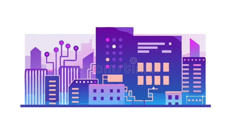 Urban Landscape with Data Flow, Smart City Analytics, Vector Design ...