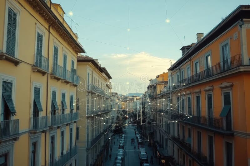 This Urban Landscape Features Interconnected Buildings Enhanced by an ...