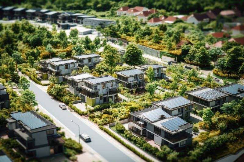 Urban Landscape Featuring Multiple Homes and Buildings in the ...