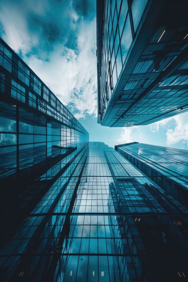 Urban Landscape from the Ground Level, Looking Up at Towering Buildings ...
