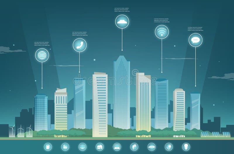 Urban Landscape with Infographic Elements. Modern City. Smart City ...