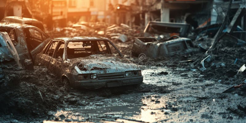 An Urban Landscape Left Devastated and in Ruins after a Significant ...