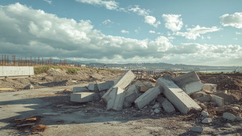 Urban Landscape in Progress Concrete Structures and Construction Site ...