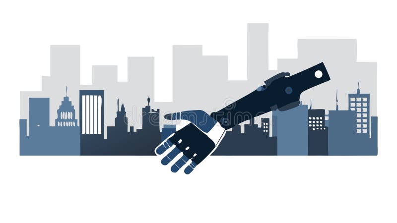 Urban Landscape with Robots, Future City AI Dominance Vector, Vector ...