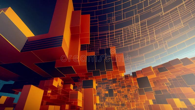 Urban Landscape Transforming into Abstract Geometry Structure. AI ...