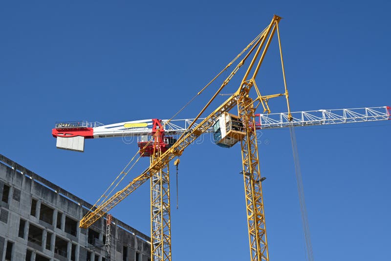 Construction Site Cranes on Background of Blue Sky Stock Image - Image ...