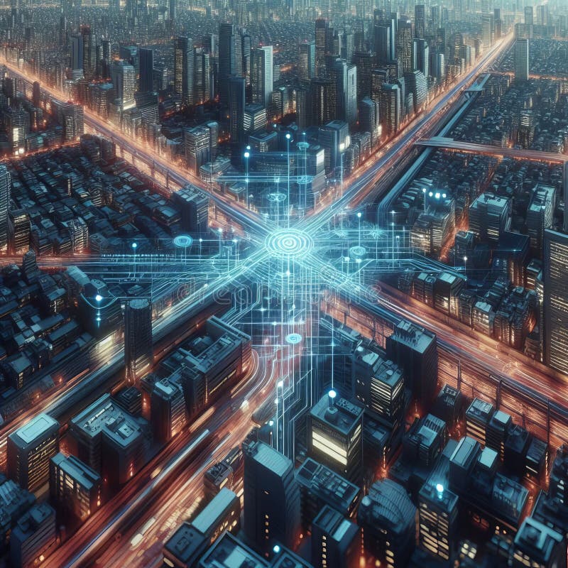 The Urban Layout Mirrors a Complex Circuit Board Where Every Lig Stock ...