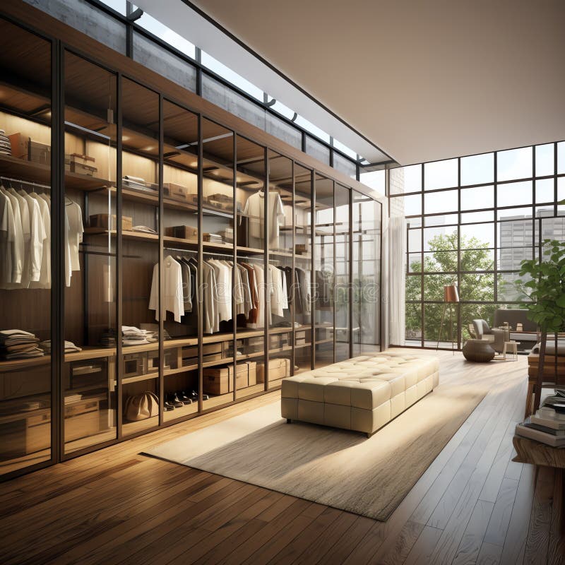 Urban Loft Storage Walk in Closet, Beautiful Design Stock Illustration ...