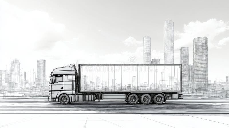 Urban Logistic Transportation in Modern City Skyline Design Stock ...