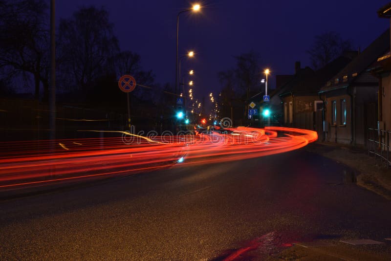 Urban Long Exposure Traffic Light Trails Stock Image - Image of glow ...