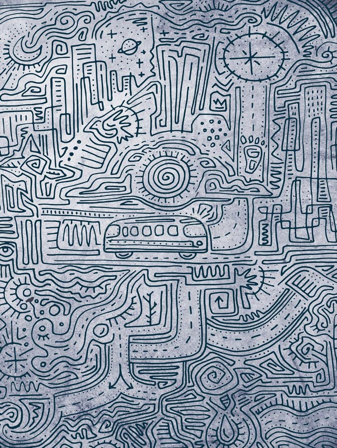 Urban Maze Hand Drawn Illustration Stock Illustration - Illustration of ...