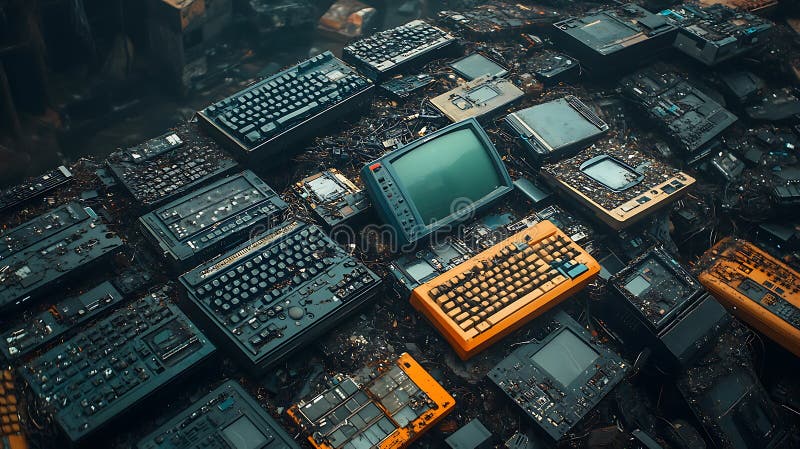 Discarded, Used and Old Computer Hardware Electronics Scraps. Stock ...