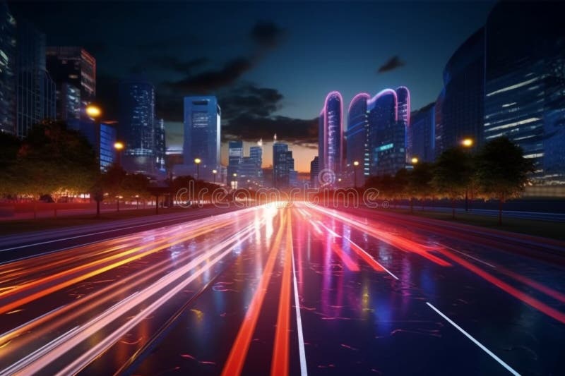 Urban Movement Dynamic Light Trails Photography, AI Generative Stock ...