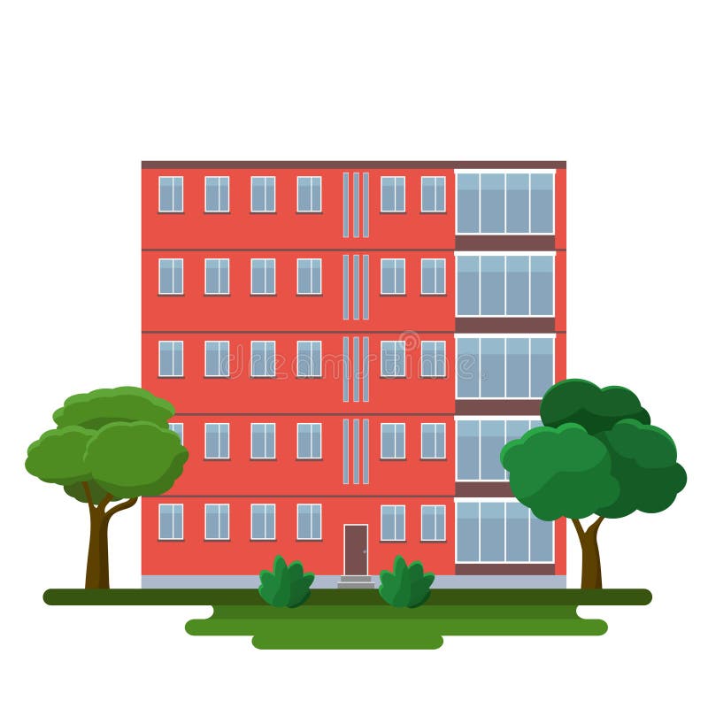 Urban Multi-storey Office Building. Flat Design. Vector Illustration ...