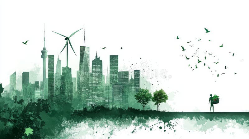 An Urban and Natural Harmony is Symbolized by a Green Leafy Human ...