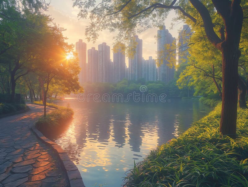 Urban and Natural Landscape, City Design Concept Stock Image - Image of ...