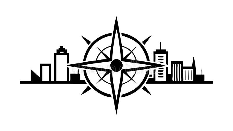 Urban Navigation: City Skyline Compass for Modern Exploration, Vector ...