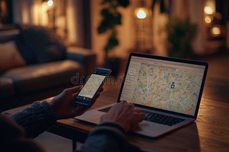 Urban Navigation at Night stock illustration. Illustration of night ...