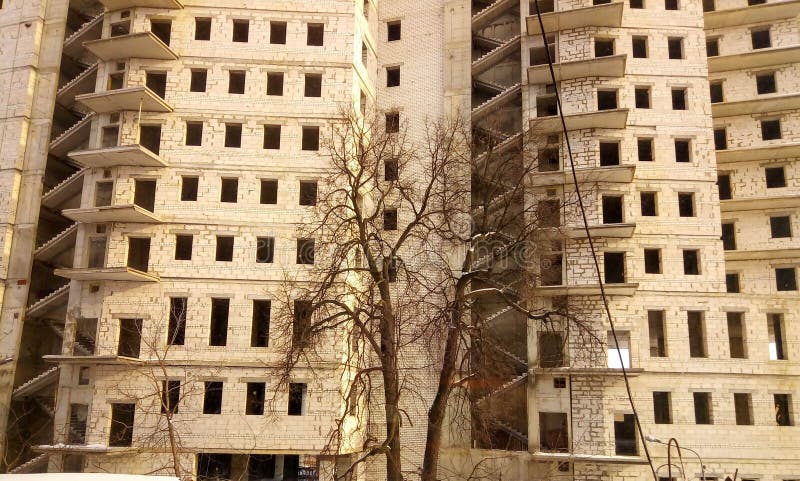 Urban New Building, Gray High Multi-storey Building Stock Image - Image ...