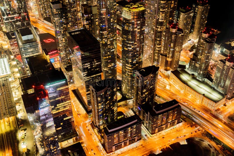 Urban Night View and Intersection Editorial Stock Photo - Image of ...