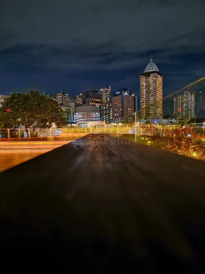 Urban Night View from the Rooftop of a High-rise Building 2 Stock Photo - Image of view ...