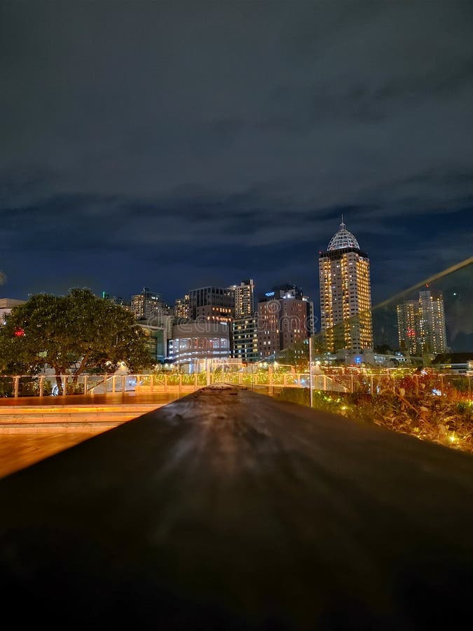 Urban Night View from the Rooftop of a High-rise Building 1 Stock Photo ...
