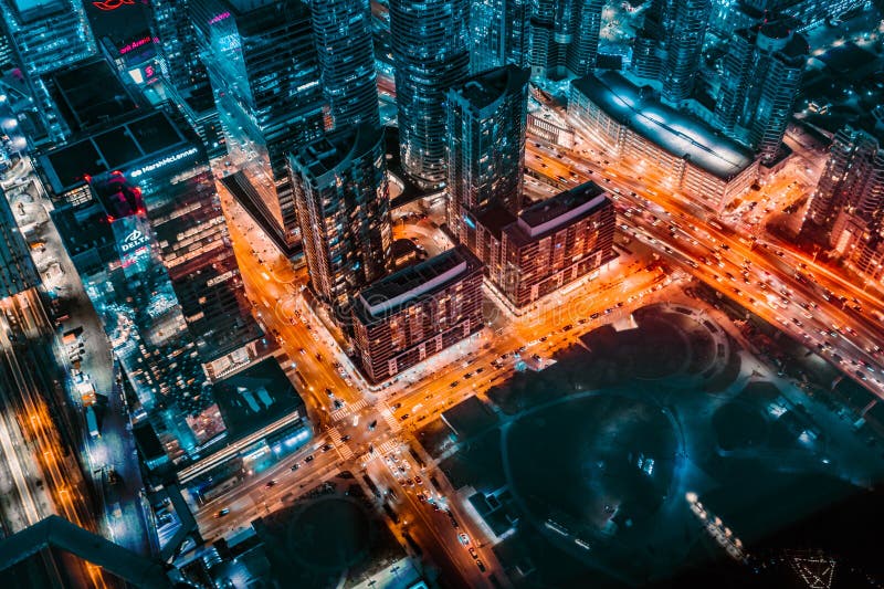 Urban night view editorial photo. Image of energy, building - 311270276