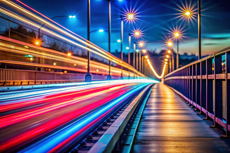 Urban Nightscape Intricate Light Trails Dance Across Elevated Highway ...