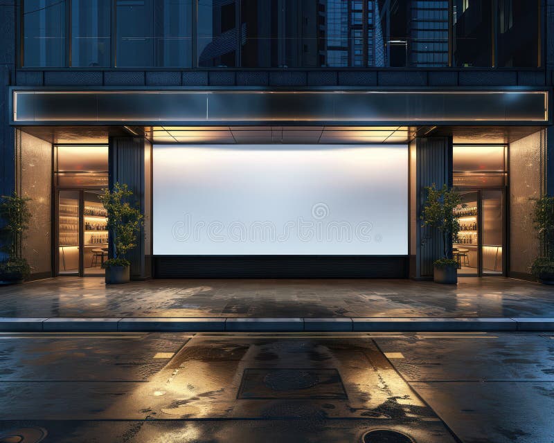 Urban Nightscape Showcasing Modern Architecture with Illuminated Facade ...