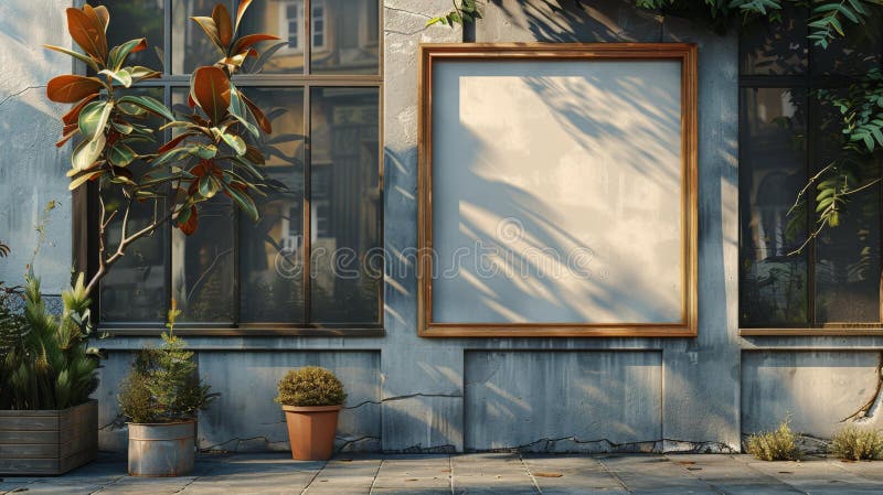 Urban Outdoor Frame with Potted Plants - Generative AI Stock ...
