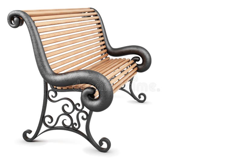 Urban Park Bench Isolated on White Background. 3d Rendering Stock ...