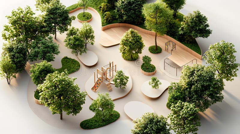A Visionary Urban Park with Interactive Play Areas Surrounded by Lush ...