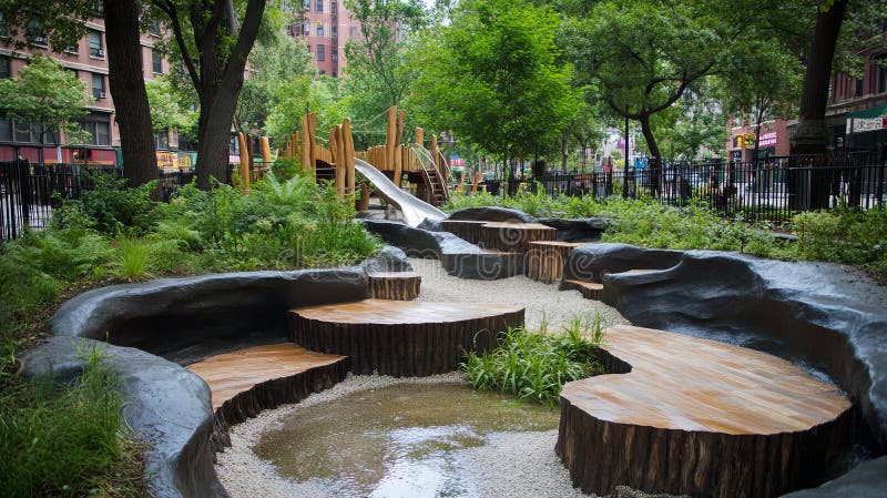 Urban Park with Natural Playgrounds and Sustainable Design Features ...