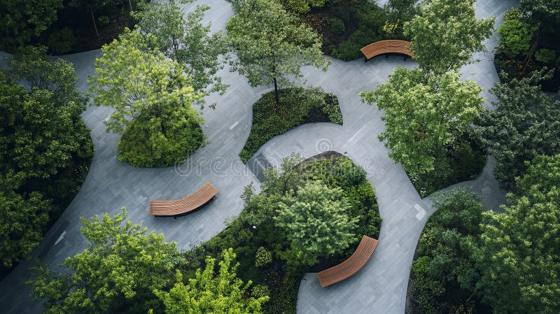 Beautiful Urban Park Green Paths Trees Flowers City Environment Stock ...