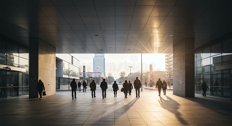 Urban Passage: Pedestrians Traversing a Sunlit Cityscape - Generated ...