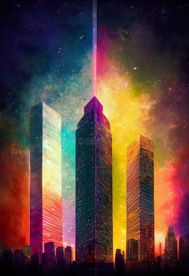 Urban Peaks. a View of the Skyline. Moonlit Metropolis. a Rainbow of ...