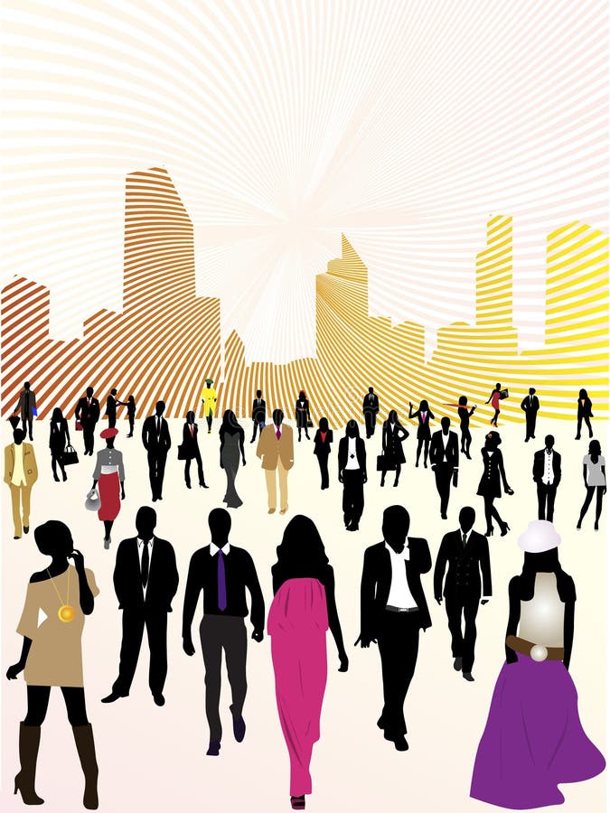 Urban peoples and city stock vector. Illustration of cloth - 8885618