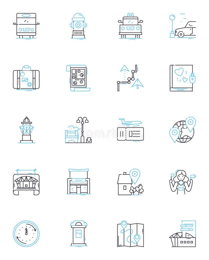 Urban Plan Linear Icons Set. Sustainability, Development, Density ...
