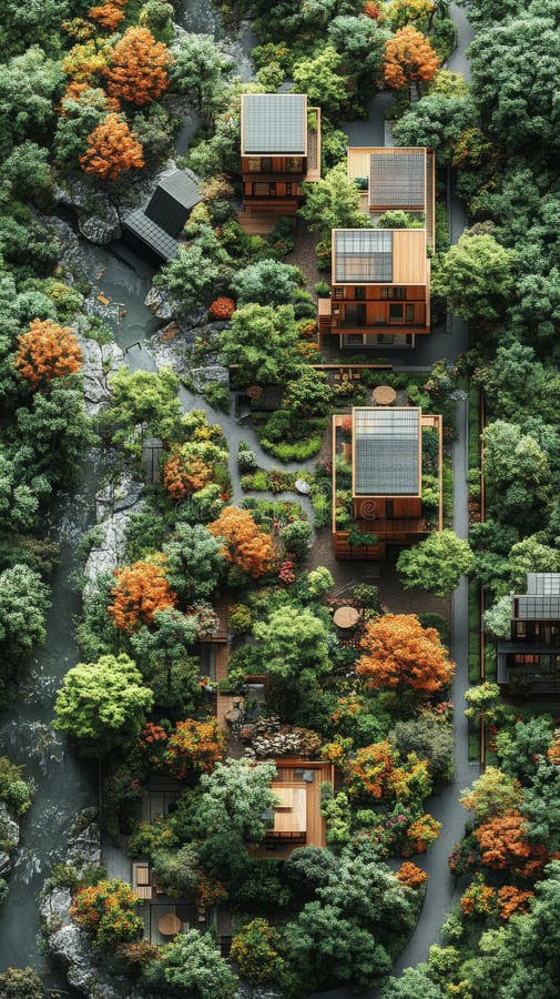 Urban Planning Concept with Gardens and Open Spaces Generative AI Stock ...