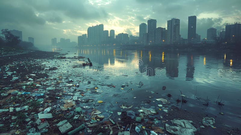 Urban Pollution at Dusk stock illustration. Illustration of decay ...