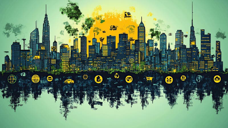 Urban Pollution Impacting a City S Environment Stock Illustration ...