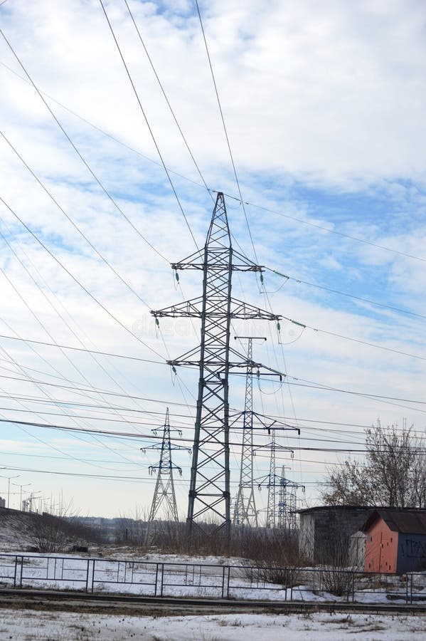 Urban power lines stock photo. Image of clouds, lpwa - 272060594