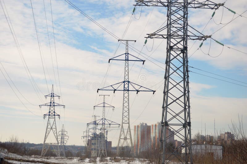 Urban power lines stock photo. Image of cyber, outdoor - 272060554