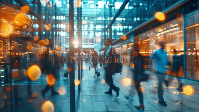 Urban Pulse with Busy Silhouettes and Glowing Lights Stock Illustration ...